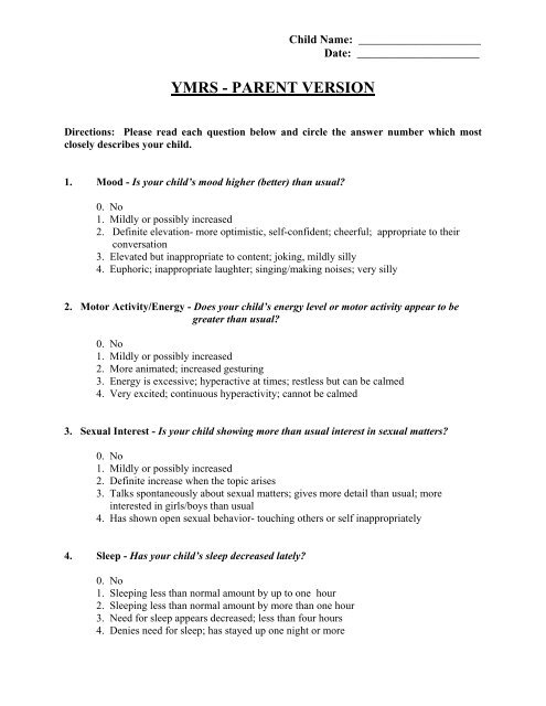 YMRS - PARENT VERSION - Ubhonline.com