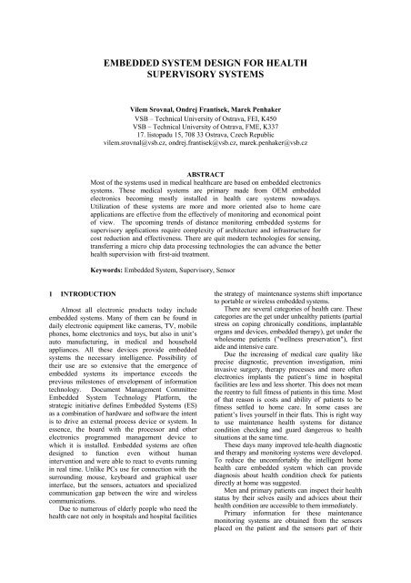 embedded system design for health supervisory systems