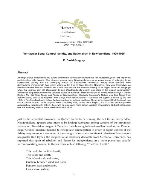 1 Vernacular Song, Cultural Identity, and Nationalism in ...