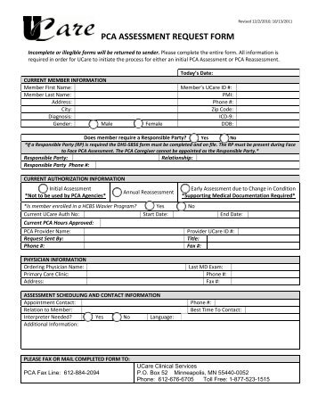 Obtaining Medical Certification Form for Authorization of PCA and ...