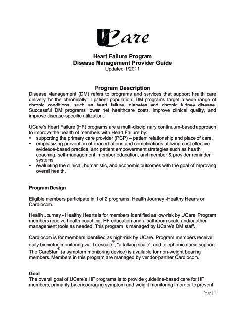 Heart Failure Program Provider Guide - UCare