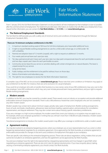 Fair Work Information Statement