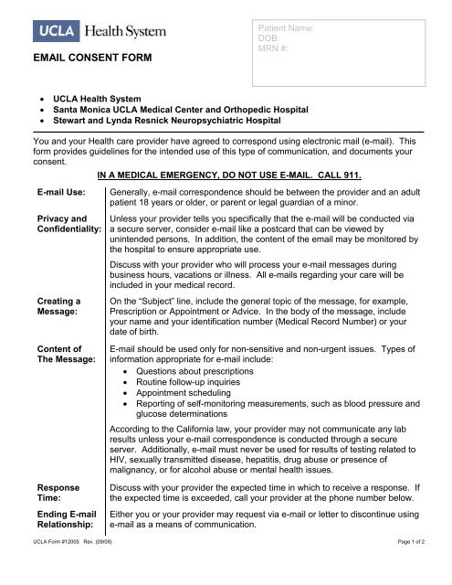 EMAIL CONSENT FORM - UCLA Neurosurgery