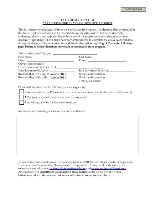 Leave of Absence Form (PDF) - UCLA Health System