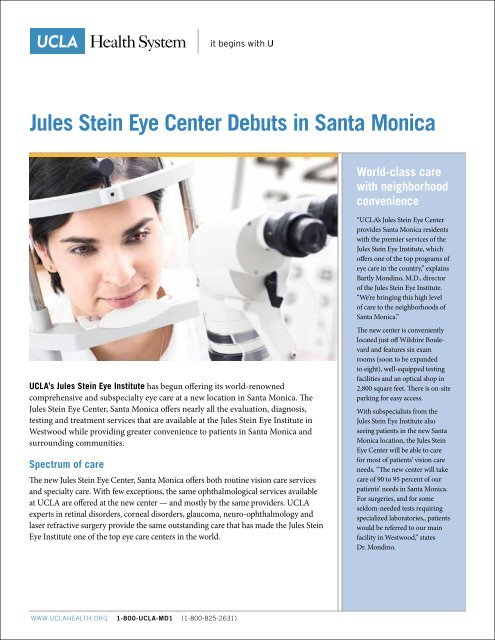 Jules Stein Eye Center Debuts in Santa Monica - UCLA Health System