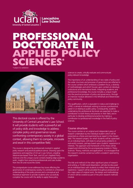 Professional Doctorate in Applied Policy Sciences - University of ...