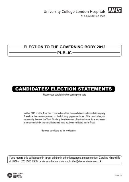 Public constituency candidate statements - University College ...