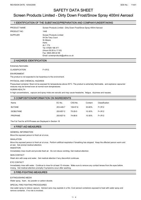 Snow Spray Ingredients