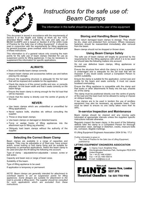 Beam Clamps - Anglia Handling Services Ltd