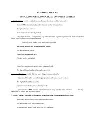 Complex Sentences Sentence Combining Four Types of Sentences ...