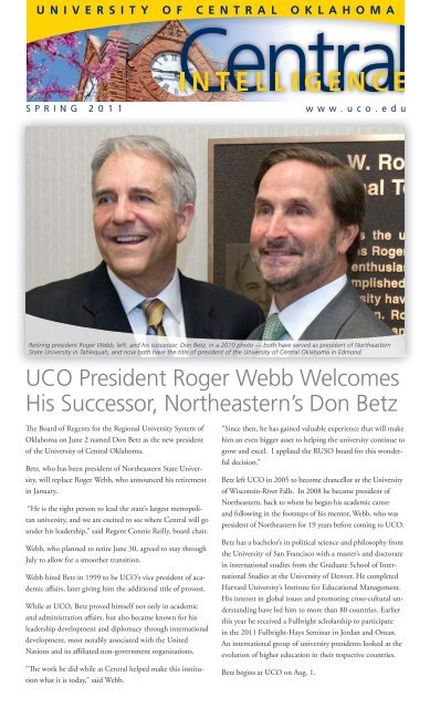 UCO President Roger Webb Welcomes His Successor ...