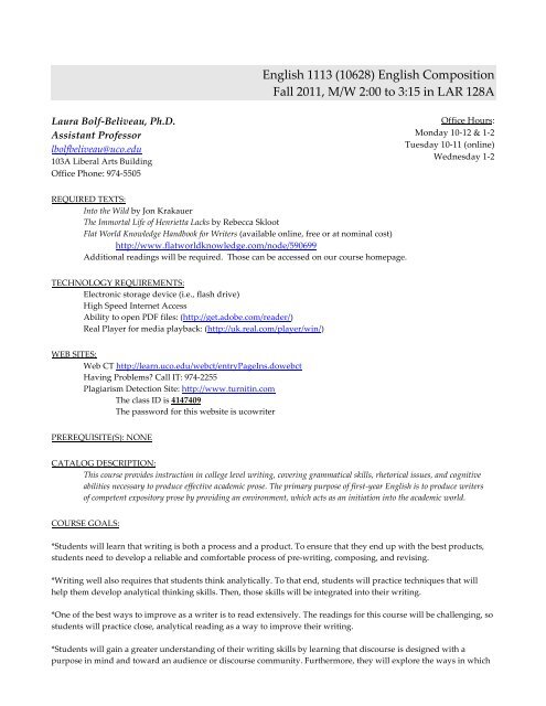 ENG 1113, English Composition I - University of Central Oklahoma