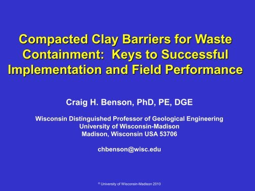 Compacted Clay Barriers for Waste Containment: Keys to ...