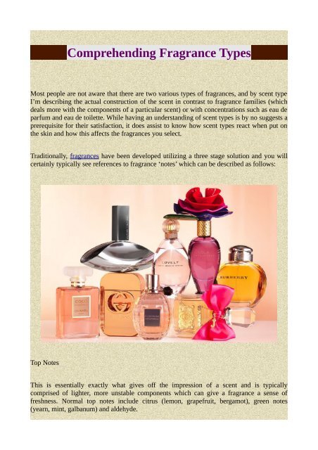 Comprehending Fragrance Types