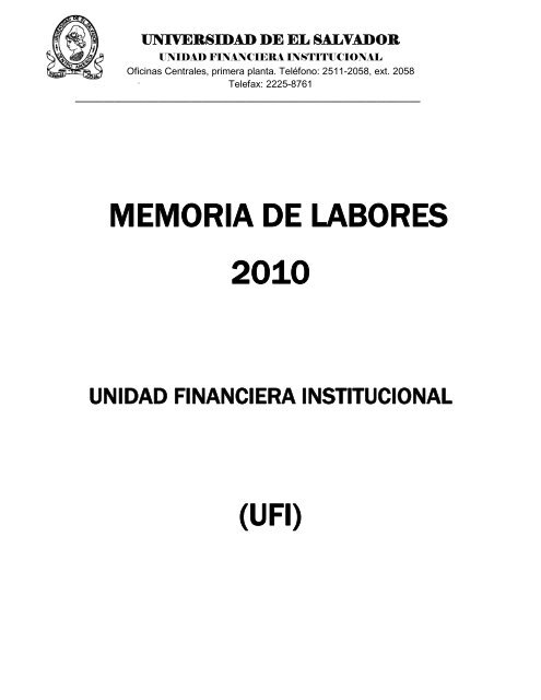 unidad financiera institucional - Universidad de El Salvador
