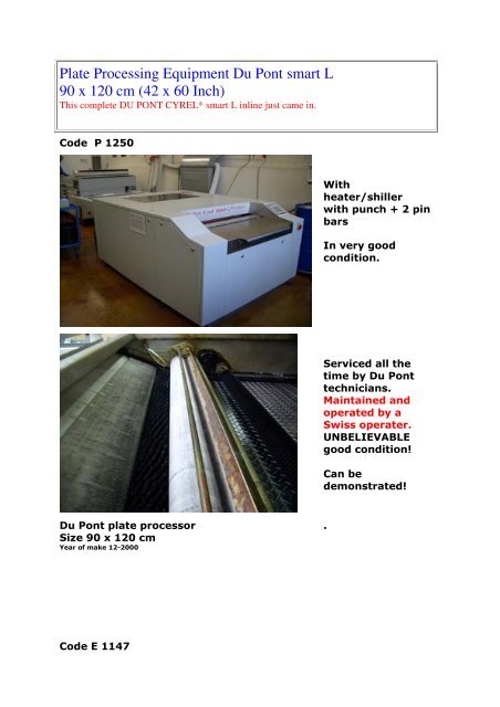 Plate Processing Equipment Du Pont smart ... - Flexo-Technic