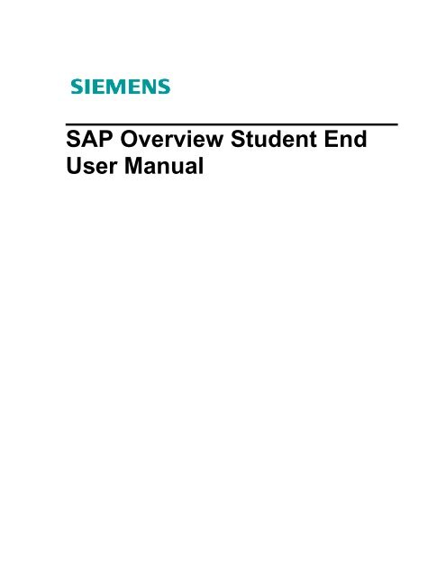 SAP Overview Student End User Manual