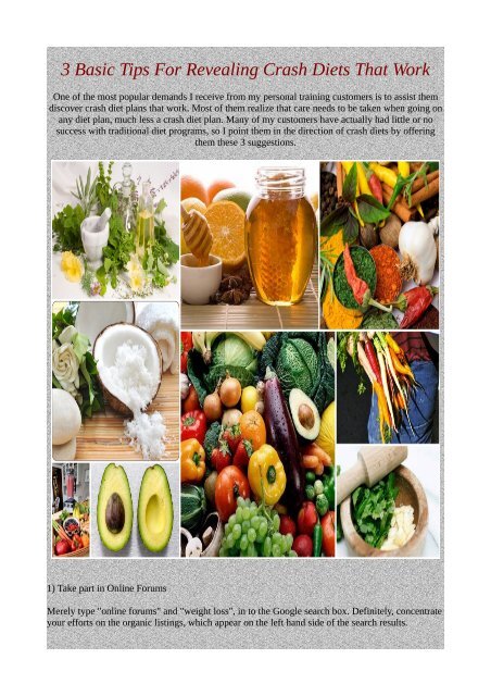 3 Basic Tips For Revealing Crash Diets That Work
