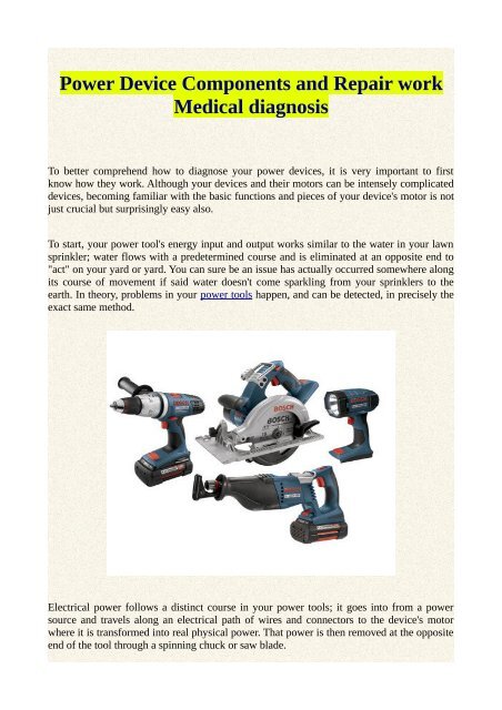 Power Device Components and Repair work Medical diagnosis