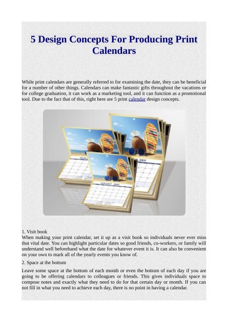 5 Design Concepts For Producing Print Calendars
