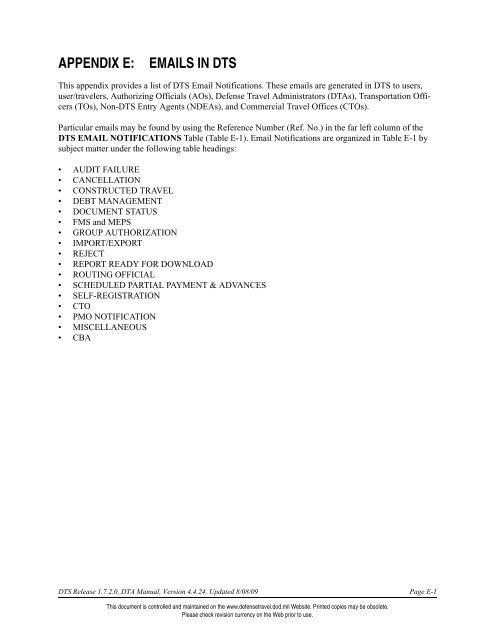 Appendix E: Emails in DTS - DTMO