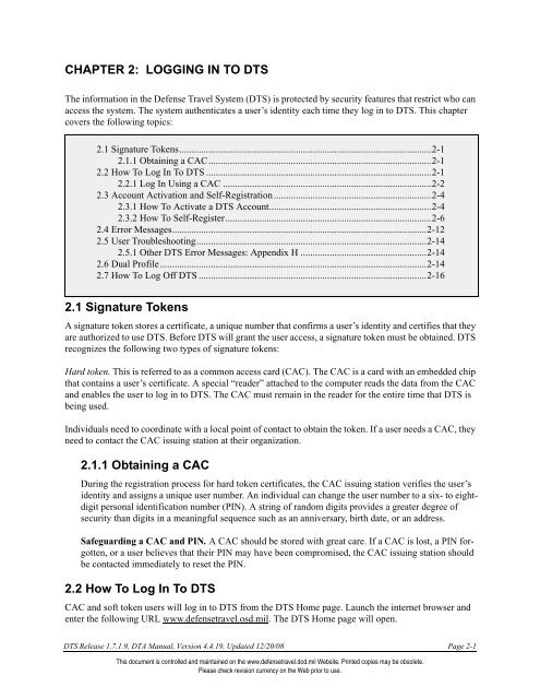 CHAPTER 2: LOGGING ON TO DTS