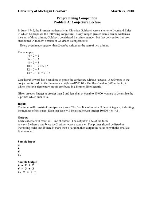Computer Programming Contest Real Problems University Of