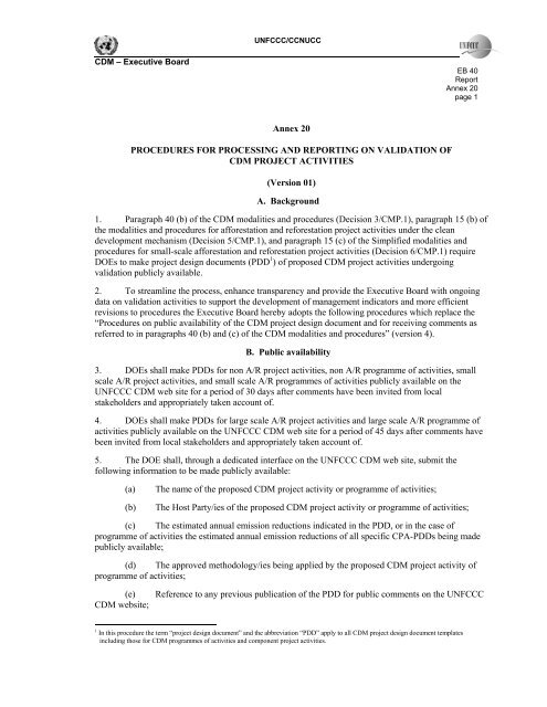 Annex 20 PROCEDURES FOR PROCESSING AND ... - CDM