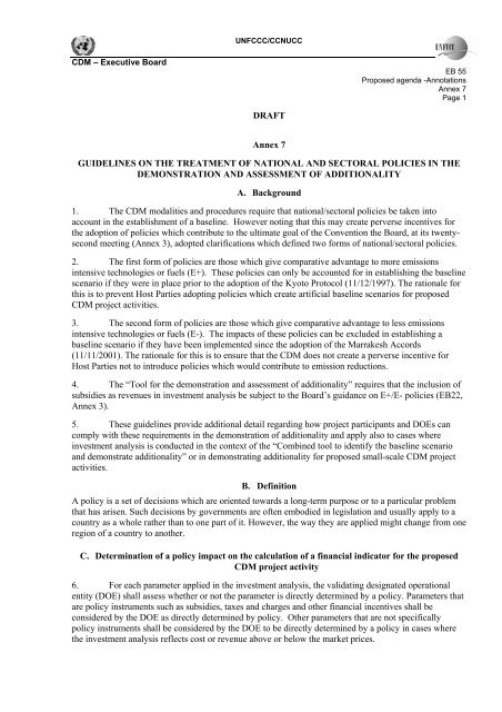 Guidelines on the treatment of national and sectoral policies ... - CDM