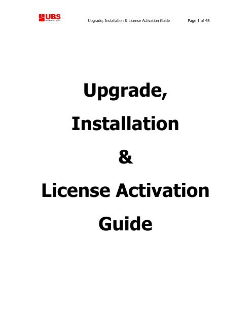 Upgrade, Installation & License Activation Guide