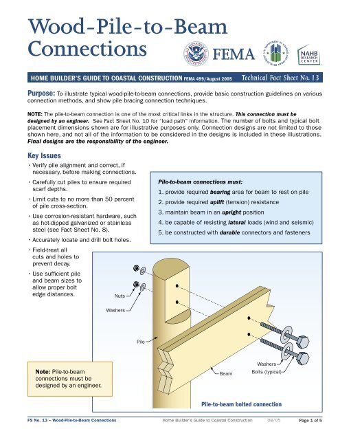 FS No. 13 â Wood-Pile-to-Beam Connections
