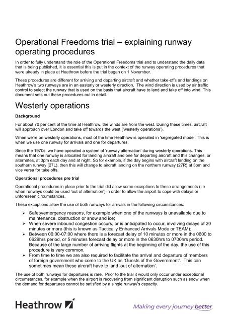 Runway operating procedures prior to and during ... - Heathrow Airport