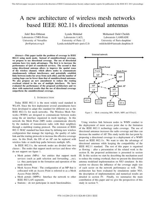 A New Architecture of Wireless Mesh Networks Based IEEE 802.11s ...