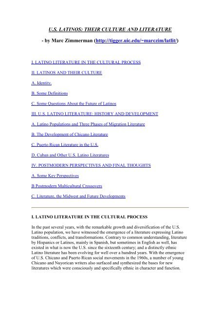 U.S. LATINOS: THEIR CULTURE AND LITERATURE - by Marc ...