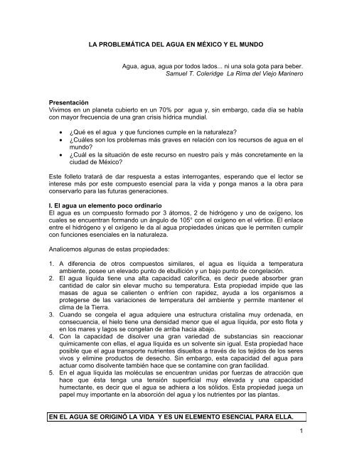 La problemática del agua en México y el mundo