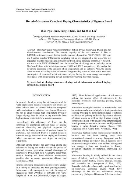 Hot Air-Microwave Combined Drying Characteristics ... - UIB Congres