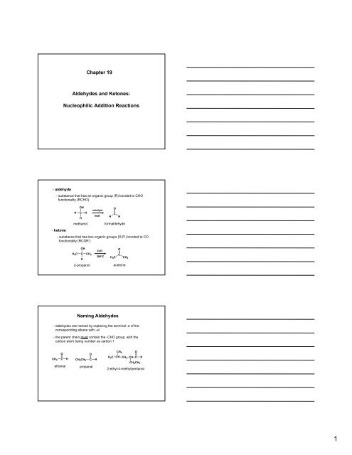 Chapter 19 Aldehydes and Ketones: Nucleophilic Addition ...