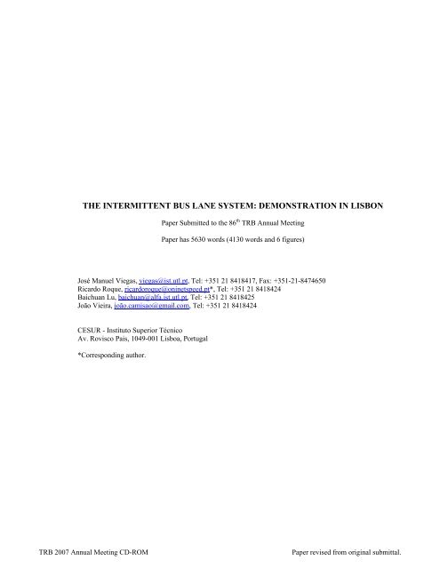 the intermittent bus lane system: demonstration in lisbon