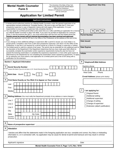 Application for Limited Permit - Office of the Professions - New York ...