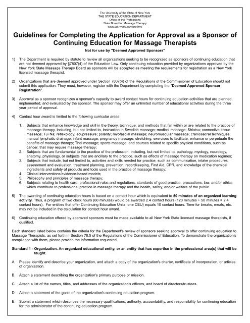 Guidelines for Completing the Application for Approval as a Sponsor ... Guidelines for Completing the Application for Approval as a Sponsor ...