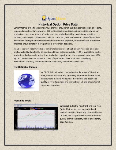 Historical Option Price Data