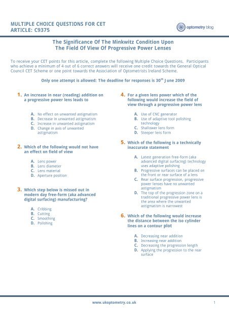 Multiple Choice Questions