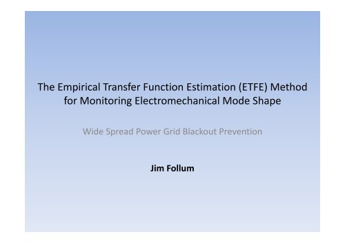 The Empirical Transfer Function Estimation Etfe Method For
