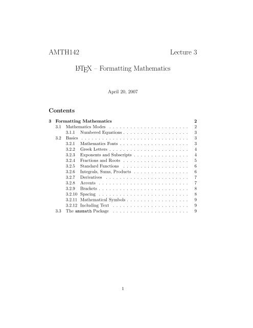 Amth142 Lecture 3 Latex â Formatting Mathematics