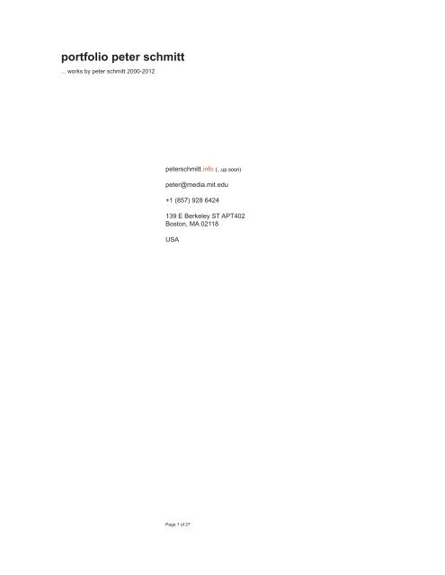 portfolio peter schmitt - MIT Media Laboratory