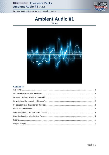 Freeware Packs Ambient Audio #1 v1.0.8 - UKTrainSim