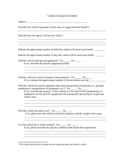 VEHICLE REQUEST FORM