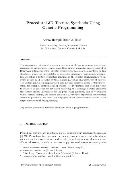 Procedural 3d Texture Synthesis Using Genetic Programming