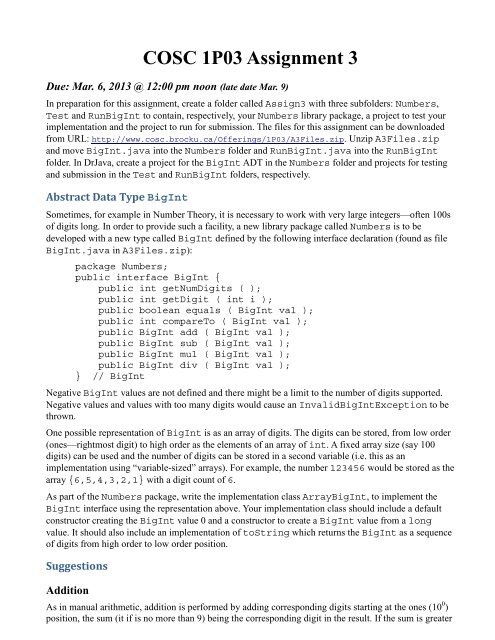COSC 1P03 Assignment 3