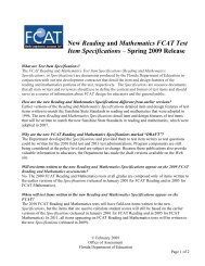 FCAT 2.0 Science Test Item Specifications Grade 5